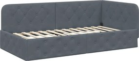 Rohový rám postele Tmavě šedá 100 x 200 cm samet 3394093