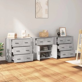 Příborníky 3 ks betonově šedé kompozitní dřevo 3185427