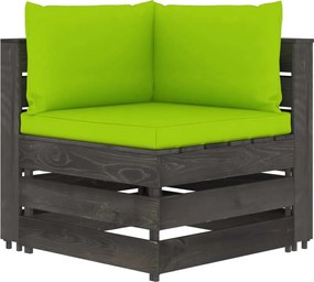 vidaXL Dílčí rohová pohovka s poduškami zeleně impregnované dřevo [3068111] Barva: Jasně zelená a šedá