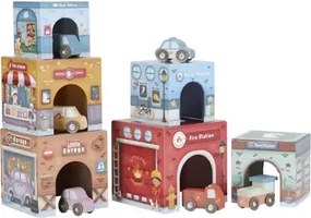 Little Dutch Kostky stohovací s autíčky / od 18 měsíců