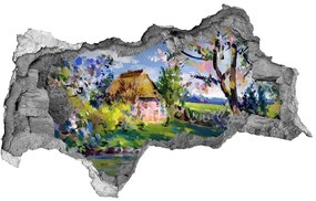 Wallmuralia Díra 3D fototapeta nálepka Jarní krajina 95x73 cm
