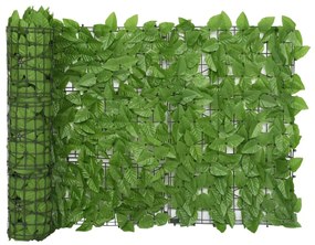 315498 vidaXL Balkonová zástěna se zelenými listy 600 x 75 cm