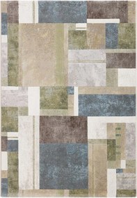 Moderní kusový koberec Ragolle Argentum 63764 5250 Geometrický béžový zelený šedý Rozměr: 160x230 cm