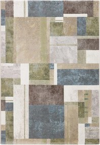 Moderní kusový koberec Ragolle Argentum 63764 5250 Geometrický béžový zelený šedý Rozměr: 200x290 cm