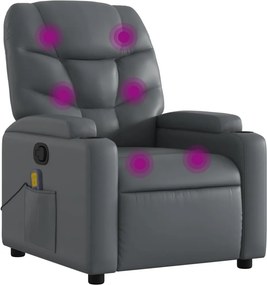 Masážní polohovací křeslo šedé, umělá kůže 3205645