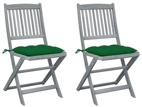 Skládací zahradní židle s poduškami 2 ks masivní akáciové dřevo,  3064556