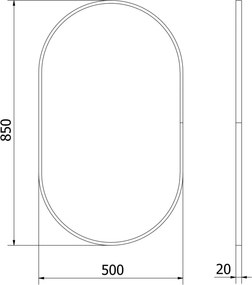 Mexen Loft oválné koupelnové zrcadlo 85 x 50 cm, černý rám - 9851-085-050-000-70