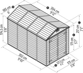 Skylight 6x10 hnědý - zahradní domek