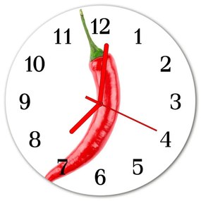 Skleněné hodiny kulaté Chilli pepř fi 30 cm