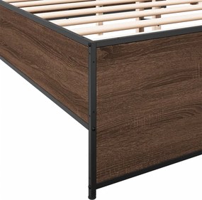 Rám postele hnědý dub 150 x 200 cm kompozitní dřevo a kov 3279886