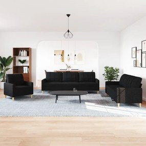 3dílná sedací souprava černá textil 3278291