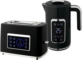HOMCOM Sada konvice a topinkovače s LED dotykovým displejem, 1,7 L, 2 sloty na topinky, různé režimy a funkce, černá