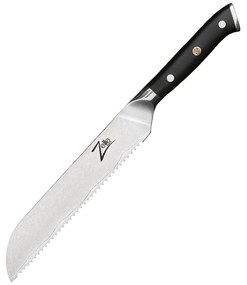 Alpha-Royal Japanese Series, 8" nůž na chléb, 18° zoubkovaný okraj, damašková ocel
