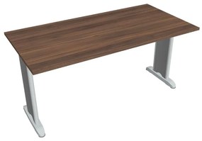 Stůl jednací rovný 160 cm - Hobis Flex FJ 1600 Dekor stolové desky: ořech, Barva nohou: Stříbrná