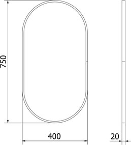 Mexen Loft zrcadlo koupelnové oválné 75 x 40 cm, černý rám - 9851-075-040-000-70