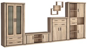 Obývací stěna DALLAS s | sestava A | 5 dílů | 428 cm | sonoma