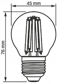 LED žárovka filament AMBER - E27 - 6W - G45 - teplá bílá