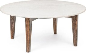 Bílý/v přírodní barvě kulatý konferenční stolek s mramorovou deskou ø 75 cm Sylvester – Bizzotto