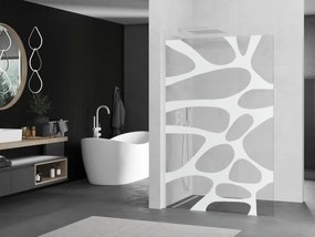 Mexen Kioto L, sprchová zástěna Walk-In 90 x 200 cm, 8mm čiré sklo bílý vzor, ​​bílý profil, 800-090-103-20-97