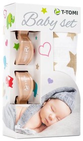 T-tomi Baby set - bambusová osuška + kočárkový kolíček Bierdie