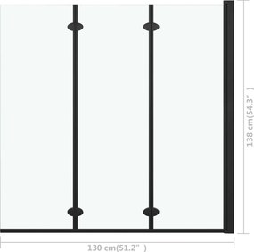 vidaXL Skládací sprchový kout se 3 panely ESG 130 x 138 cm černý [147191]