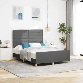 Rám postele s čelo Tmavě šedá 140 x 200 cm textil 3344656