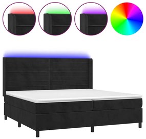 Box spring postel s matrací a LED černá 200x200 cm samet,  3139645