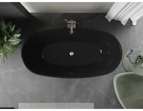 Mexen Eris, volně stojící vana 170 x 80 cm, černá, broušená ocel přepad, 53441708070-97