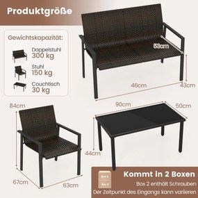 Costway 4 ks. Olyrattan Gartenmöbel Set inkl. 2 Stühlen a Bank a Tisch