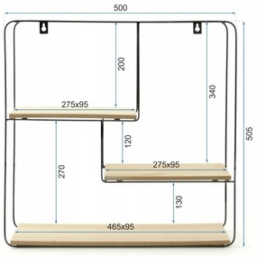 Tutumi 4 Nástěnná police Loft CFZL-TSF011