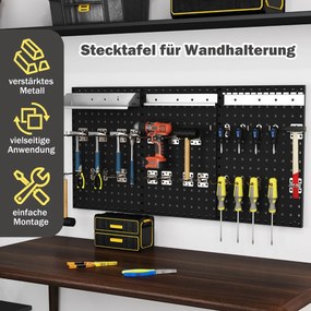 Costway Tool Wall Tool Děrovaná stěna se 3 tyčemi a 28 dílným závěsným