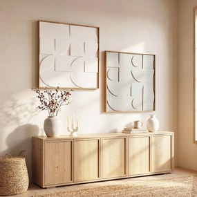 HOMCOM Dekorace stěn 3D sada 2 geometrických nástěnných dekorací Moderní nástěnná dekorace obývacího pokoje, chodby, 80 x 3,5 x 80 cm, bílá