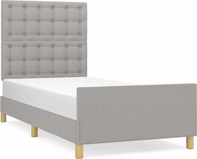 Rám postele s čelem světle šedý 90x190 cm textil 3125341