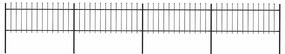 Zahradní plot s kopím nahoře ocelový 671 x 80 cm černý 277605