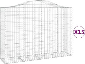 Klenuté gabionové koše 15ks 200x50x140/160cm pozinkované železo 3145695