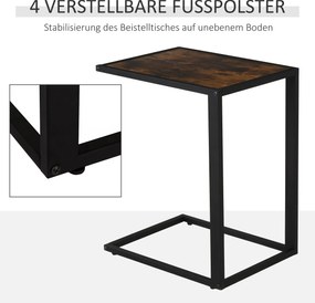 HOMCOM Konferenční stolek ve tvaru C Konferenční stolek kovový MDF rustikálně hnědý 40,6 x 50,8 x 64,2 cm do obývacího pokoje | Aosom.de
