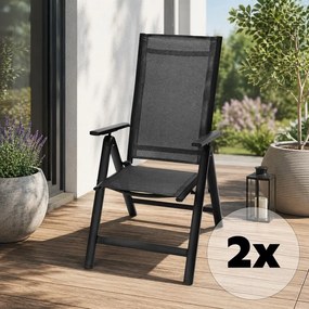 Set 2 ks hliníkových polohovacích křesel Avenberg ISLA černá