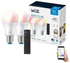 WiZ | SADA 2x LED RGBW Stmívatelná žárovka A60 E27/8,5W/230V 2200-6500K Wi-Fi+DO - WiZ | WI0150