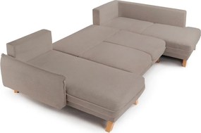 Taupe manšestrová rozkládací/s úložným prostorem rohová pohovka (pravý roh/do "U") Tori – Bonami Selection