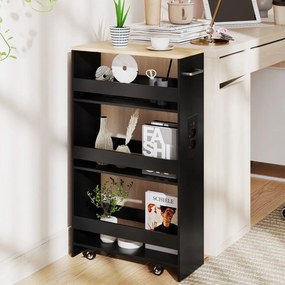 Costway 20 cm tenký úložný vozík s nabíjecí stanicí 4patrový