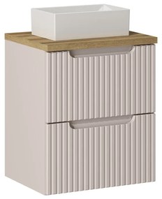 Závěsná skříňka Nova Cashmere Gaja II s deskou a umyvadlem 50 cm kašmírová/dub evoke