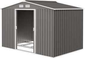 Zahradní kůlna Outsunny 4,9 m² s pultovou střechou, posuvné dveře, základy, 277 x 195 x 192 cm, kůlna z pozinkované oceli, odolná vůči počasí, pro zah