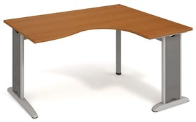Stůl ergo oblouk levý 160×120/80 cm - Hobis Flex FE 2005 L Dekor stolové desky: třešeň, Barva nohou: Stříbrná