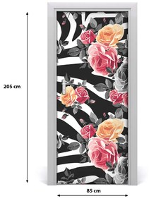 Samolepící fototapeta na dveře růže zebra 85x205 cm