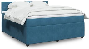 Box spring postel s matrací modrá 180 x 200 cm samet 3290110