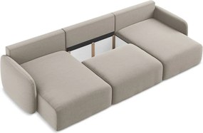 Taupe sametová rozkládací/s úložným prostorem rohová pohovka (do "U") Kalena – Makamii