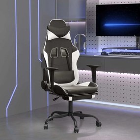 vidaXL Herní židle s podnožkou umělá kůže [3143662] Barva: Černobílý