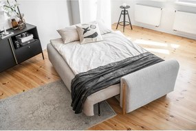 Světle šedá rozkládací/s úložným prostorem pohovka z textilie bouclé 244 cm Arcadova – ELTAP
