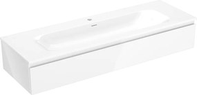 Mexen Orio, koupelnová skříňka 140 cm s umyvadlem Vela, 1 zásuvka, bílá lesklá, 91A10-14023-1-BF00-W23M00