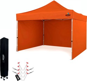 BRIMO Nůžkový párty stan SUPER 3x3 m 3 stěny oranžový